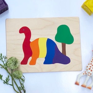 Dinosaur Puzzle, Brontosaurus Puzzle, Wooden Puzzle, Educational Gift ...