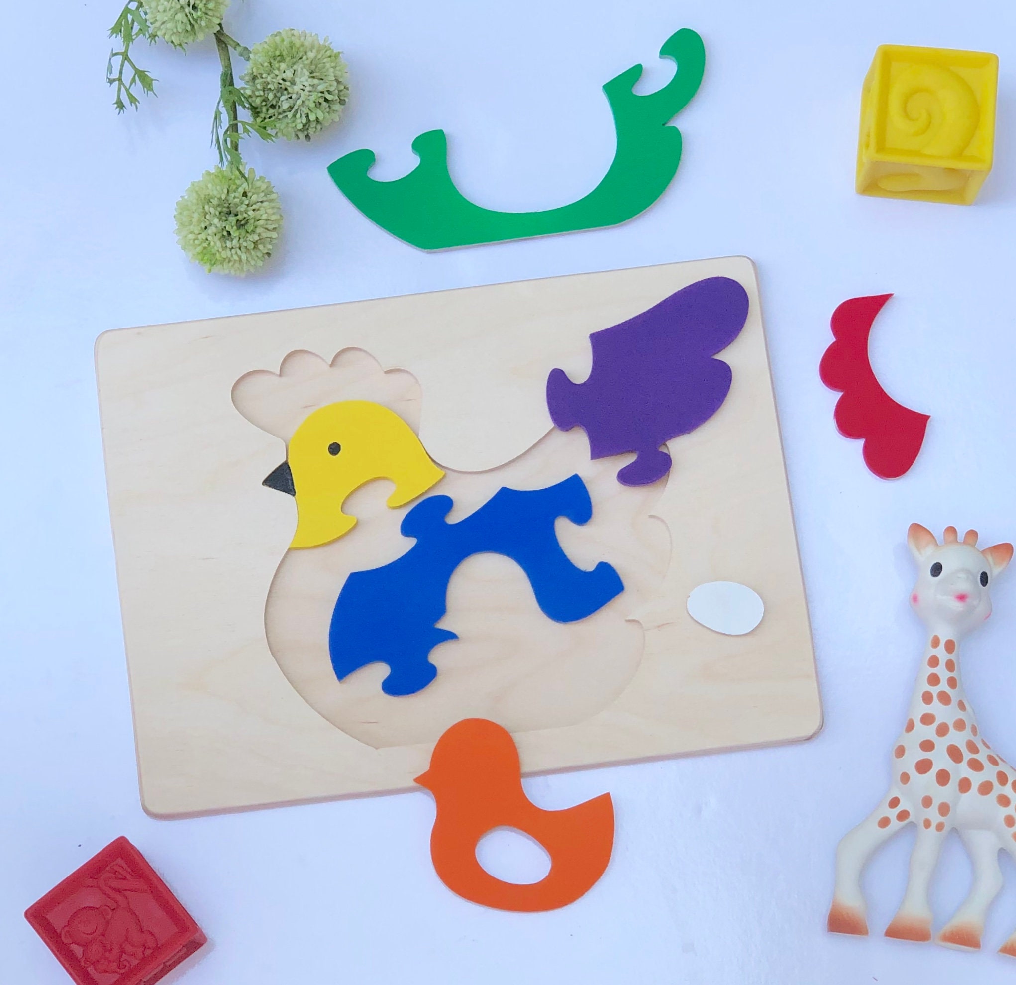 Chicken puzzle animal puzzletoys for toddlers baby shower | Etsy
