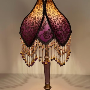 Orange to Purple Victorian Lampshade and Antique Lamp Base - Etsy