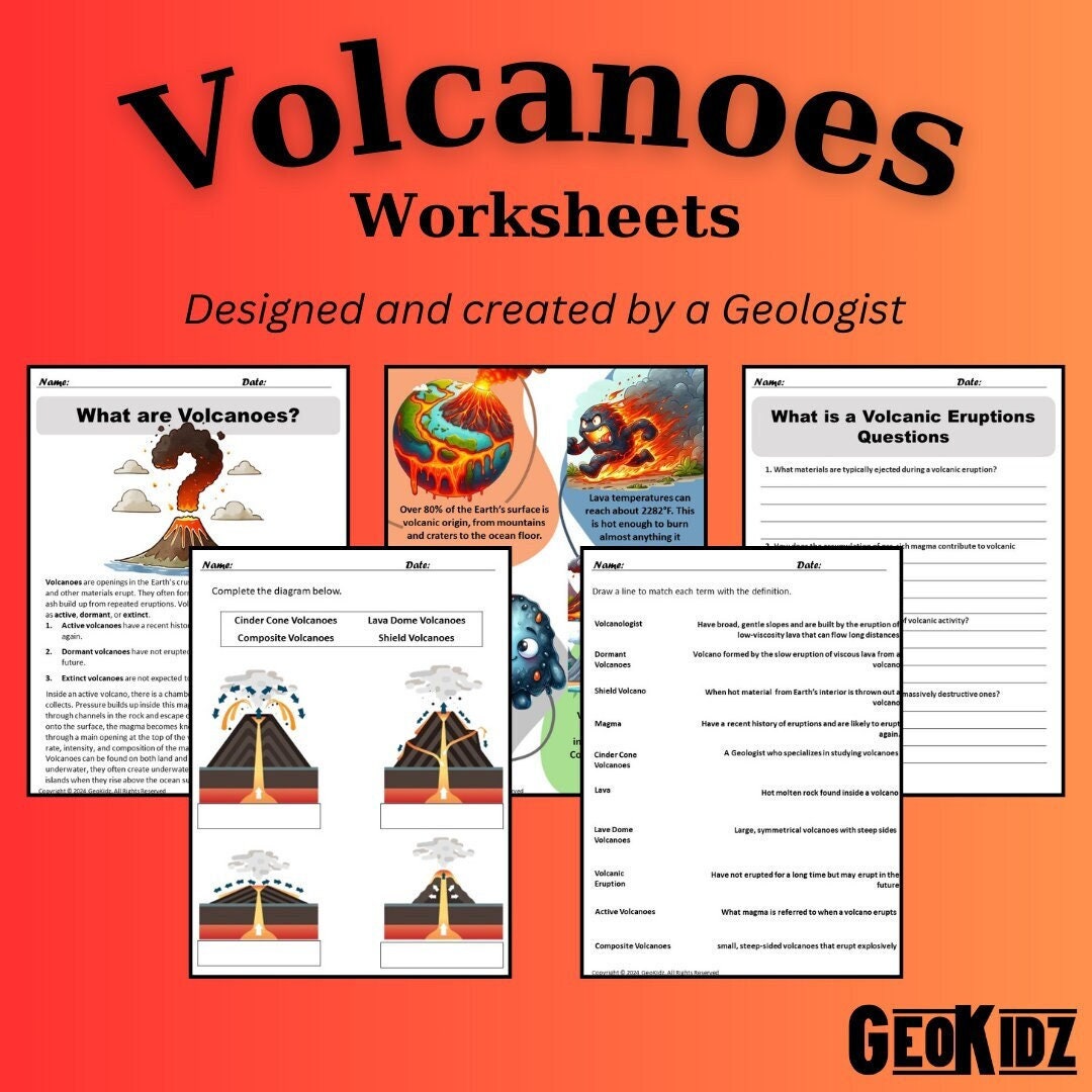 Volcanic Ventures: Worksheet to Walk You Through Earths Fiery Phenomena ...