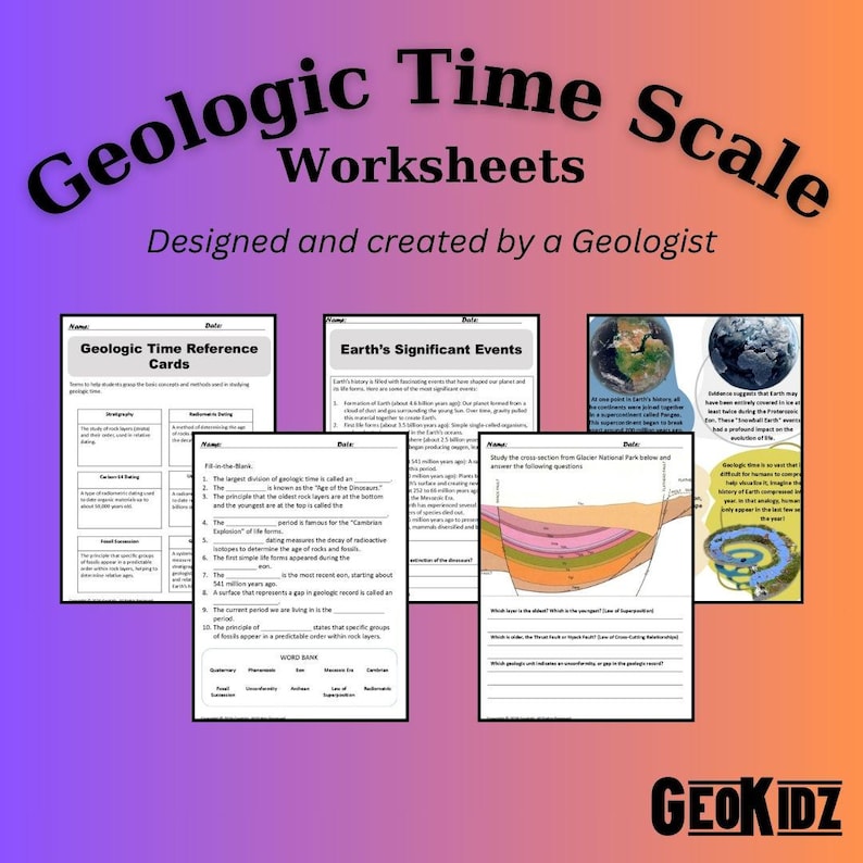 Geologic Time Scale Digital Worksheet - Etsy