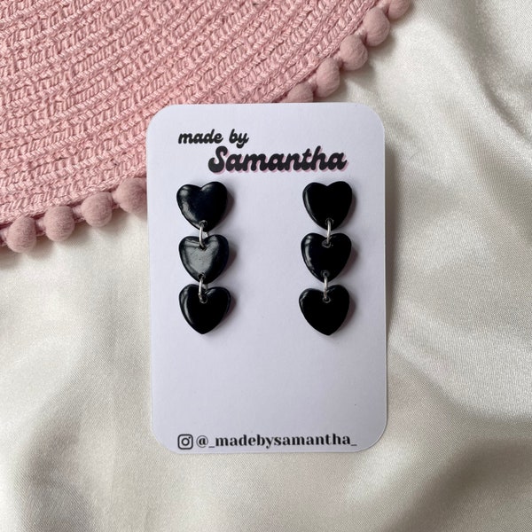 Three Heart Earrings - Etsy