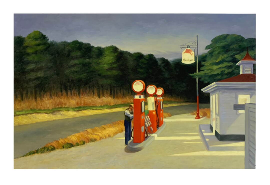 Edward Hopper “gas” Painting – Hand-painted Oil on Canvas, American ...