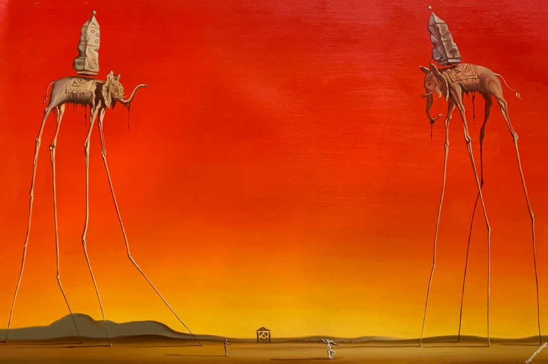 The Elephants by Salvador Dalí – Hand-painted Surrealist Oil on Canvas ...