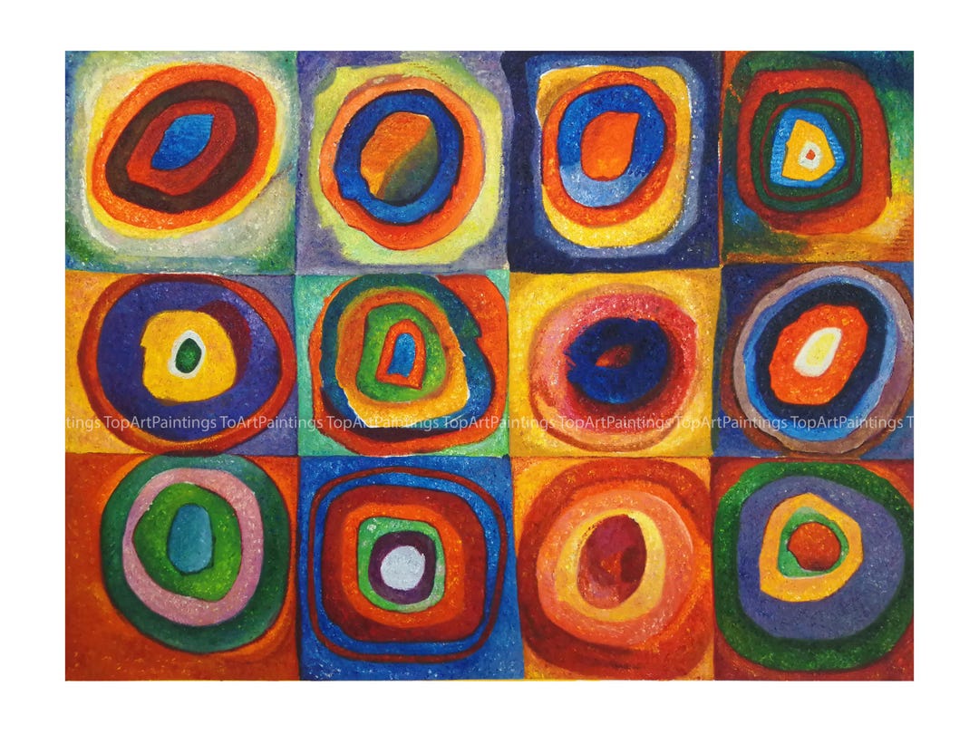 Kandinsky Color Study Squares With Concentric Circles – Hand-painted ...