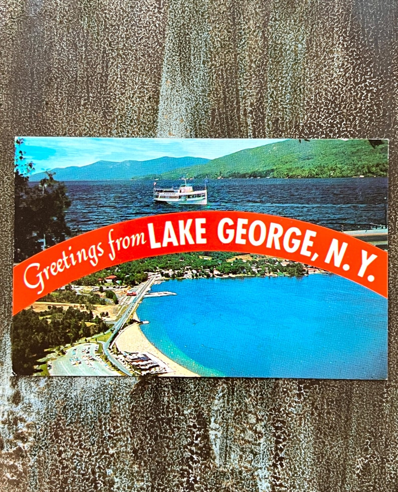 Greetings From Lake George N.Y Vintage "lusterchrome" Postcard - Etsy