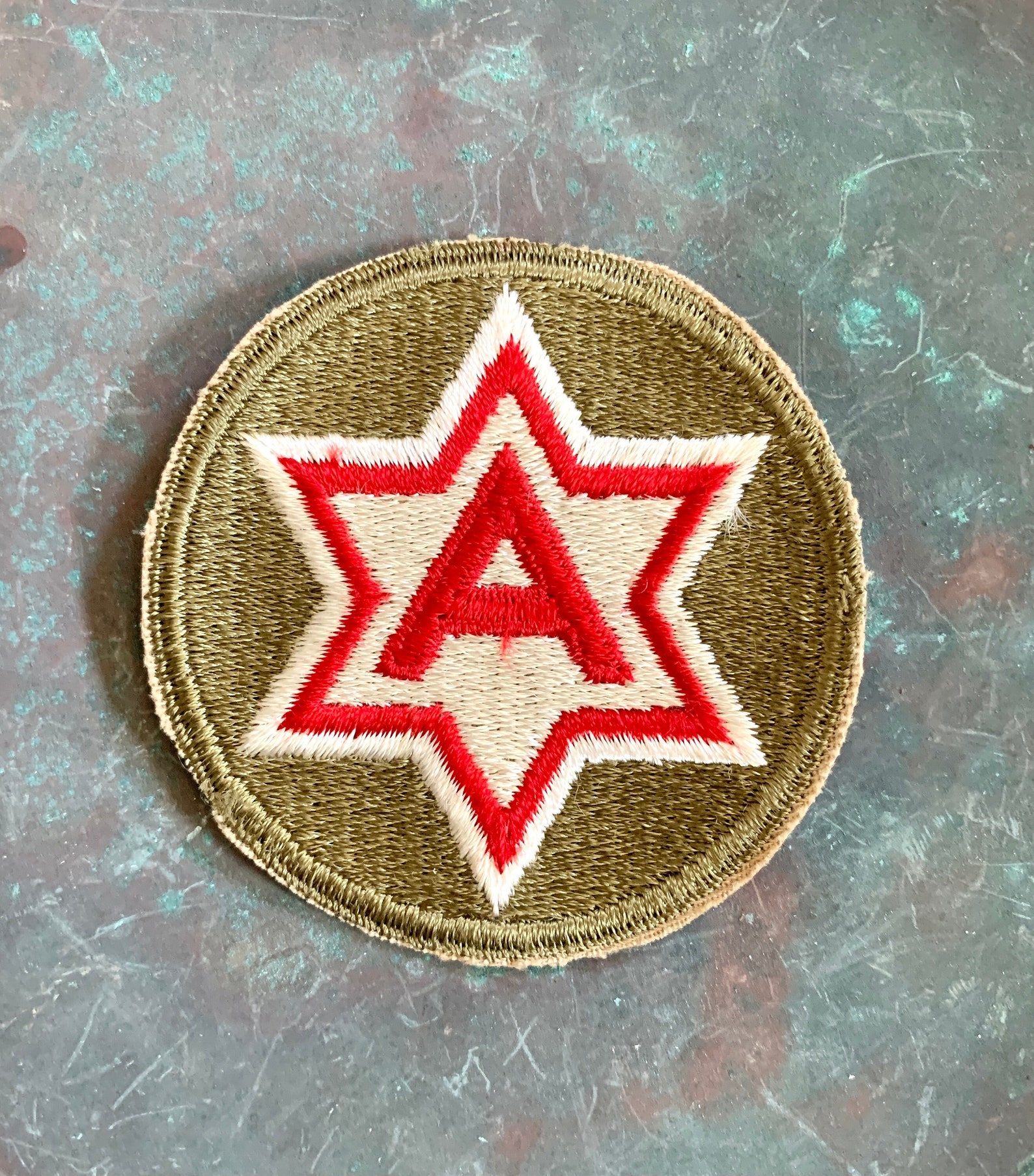 Vintage Army Patch; Six Point Star; Green, Red & White - Etsy