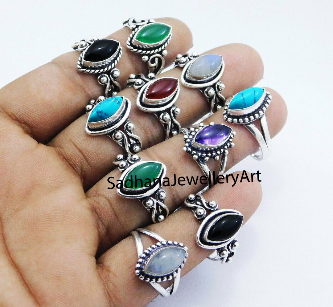 Wholesale Lot 925 Sterling Silver Ring, Handmade Jewelry Rings, 10 Pcs ...
