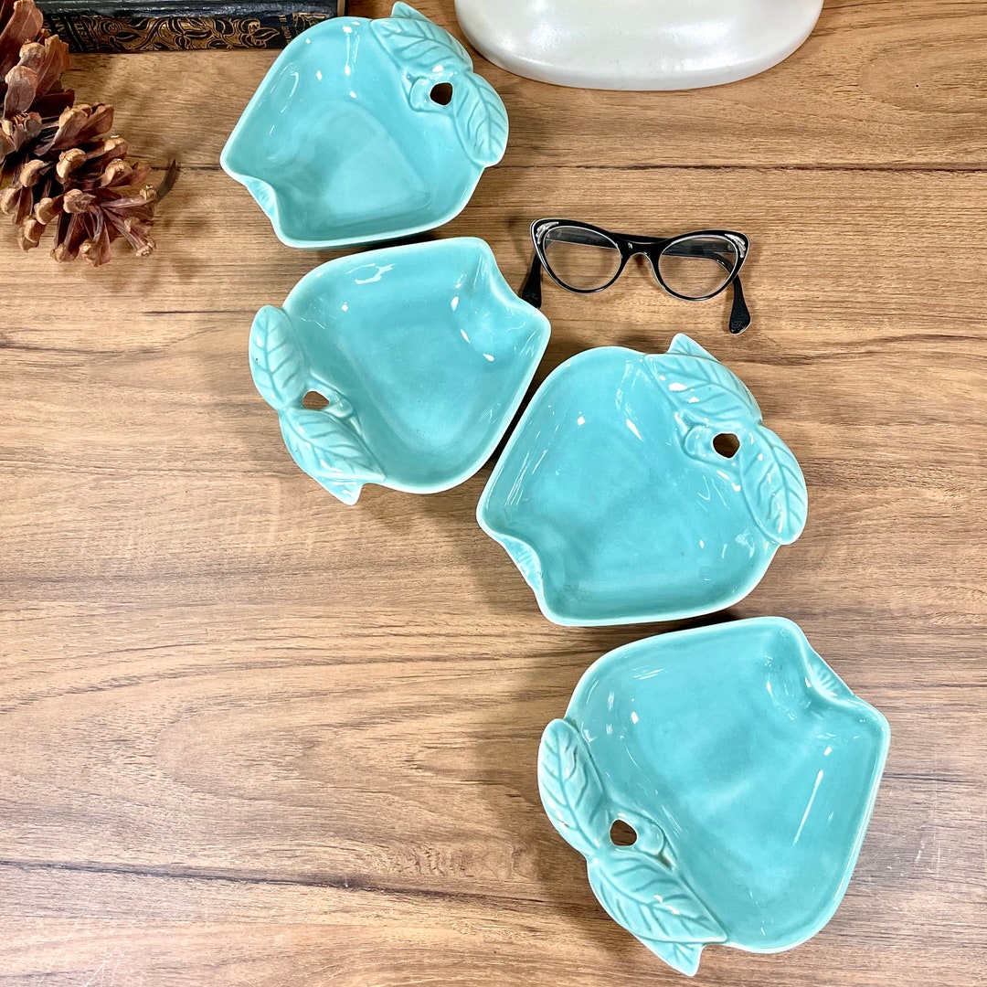 Vintage 1950s Hoenig of California Turquoise Apple Snack Dish Set of 4 ...