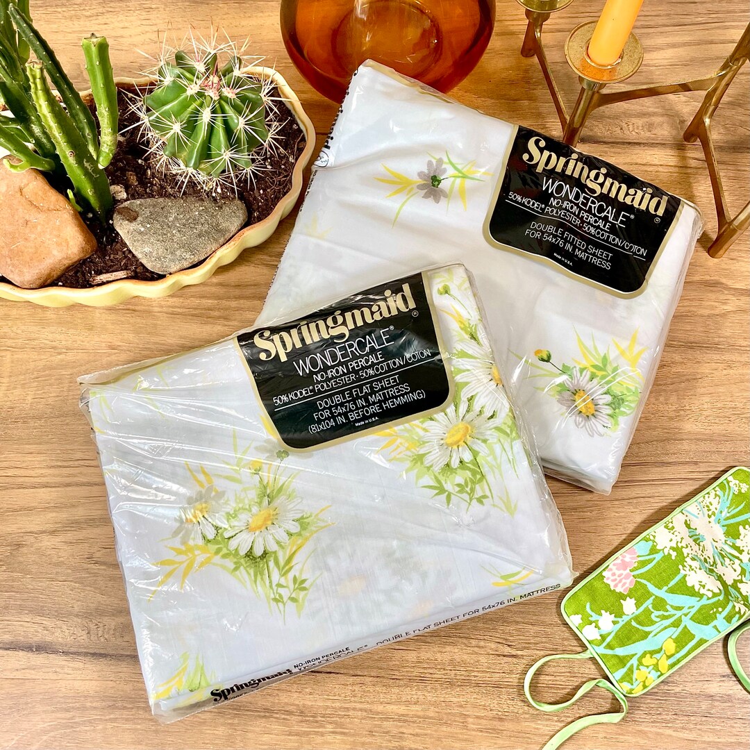 Vintage 1970s Floral Springmaid Wondercale Full / Double Sheet Set New ...