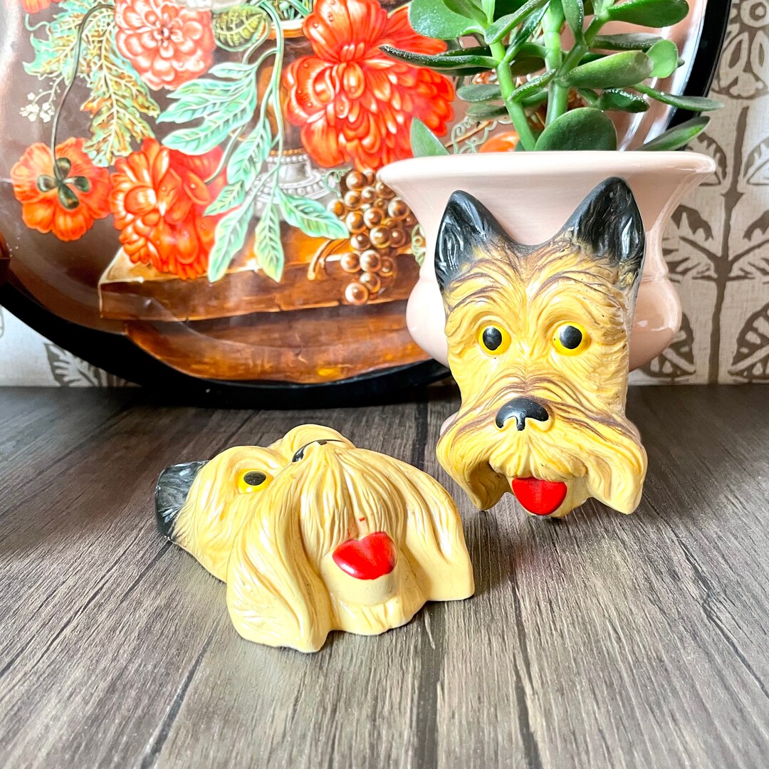 Vintage Chalkware Scottish Terrier Wall Plaques - Mid Century Scottie ...