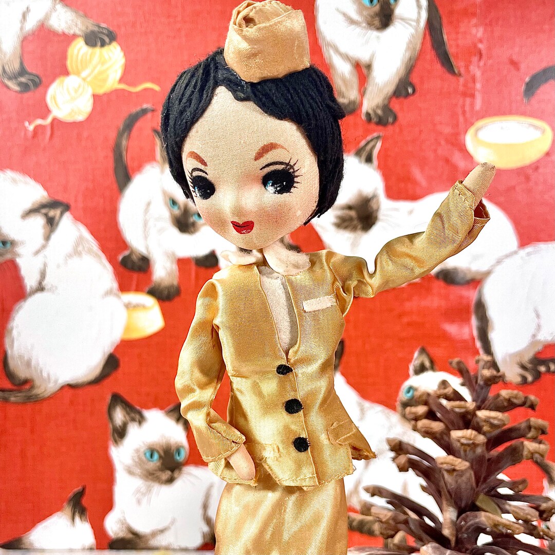 Vintage MCM Big Eye Posable Doll Mod Bradley Style Airline Stewardess ...