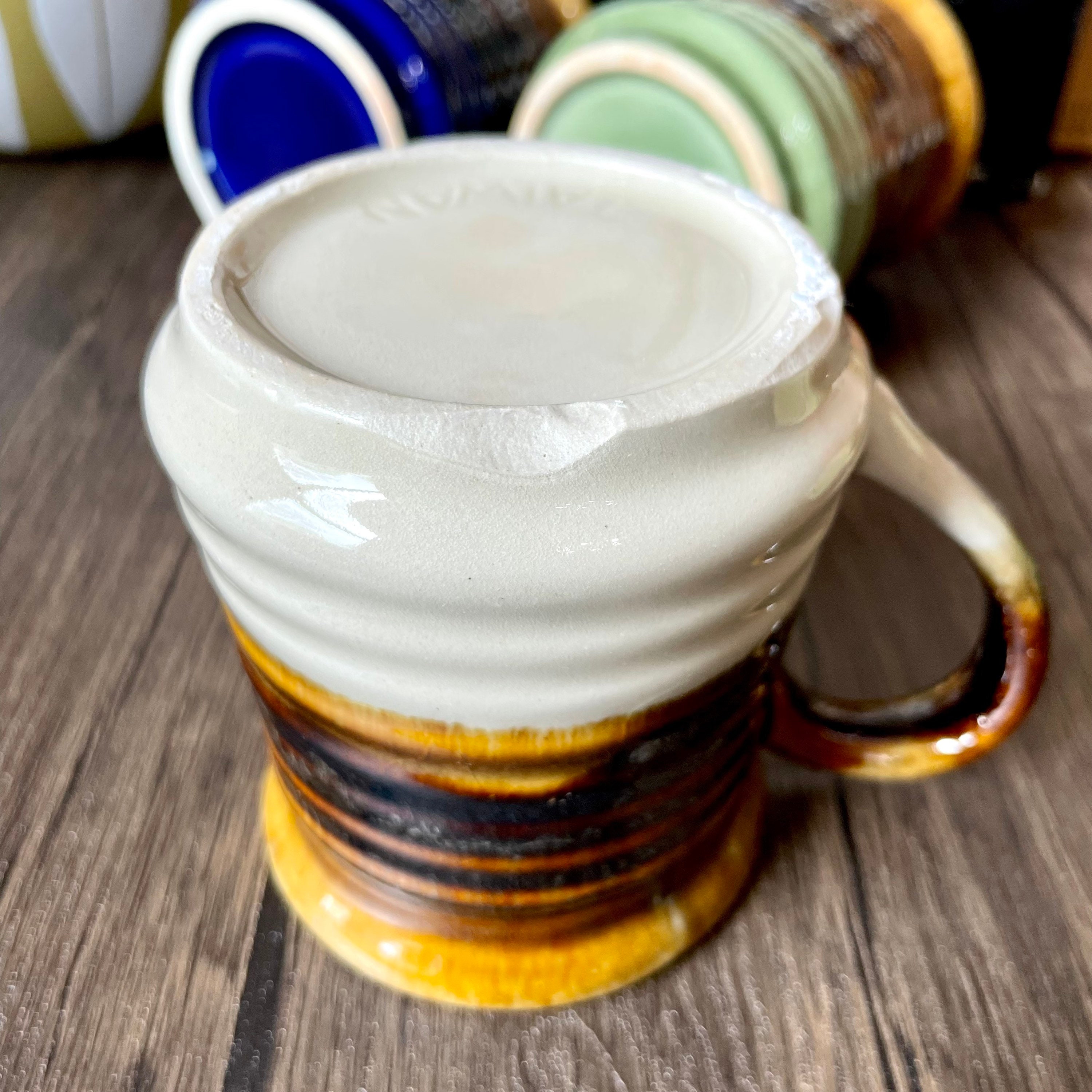 Kitchen & Dining Vintage Mug Rack Set Taiwan Ceramic Drip Glazed Coffee ...