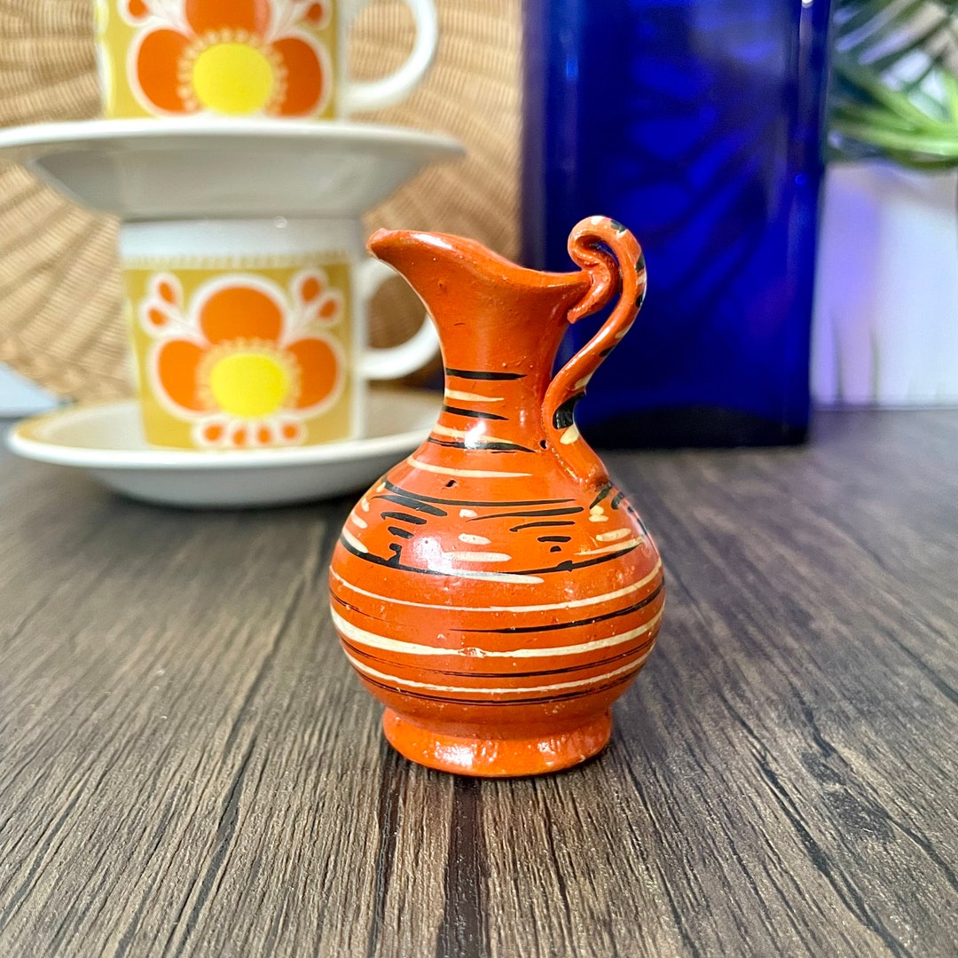 Vintage Miniature Mexican Pottery Pitcher: Hand-painted Southwestern ...