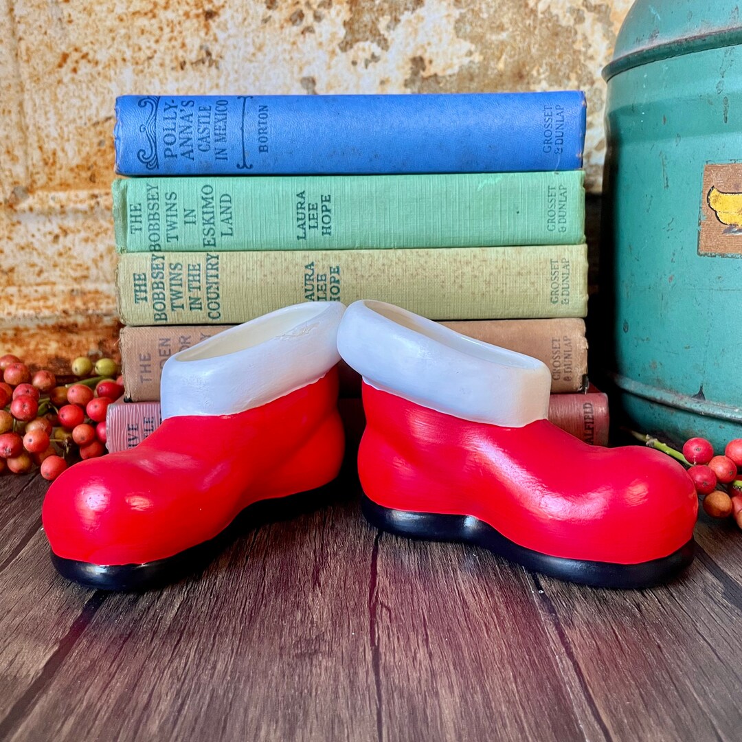 Vintage Small Santa Boot Pair Retro Ceramic Mini Christmas Boots ...