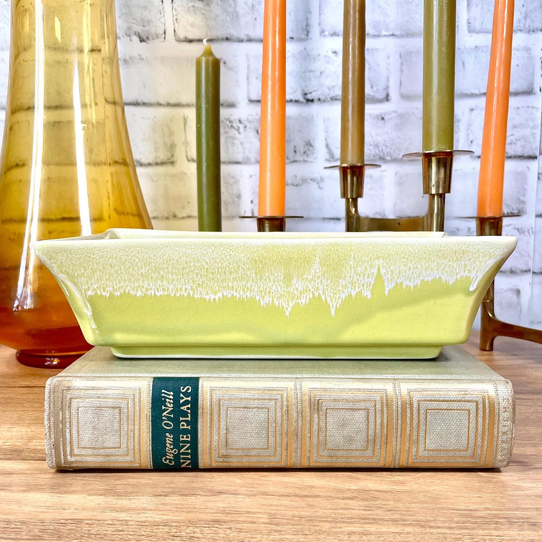 Vintage MCM Chartreuse Planter Mid Century Lime Green Ceramic Drip ...