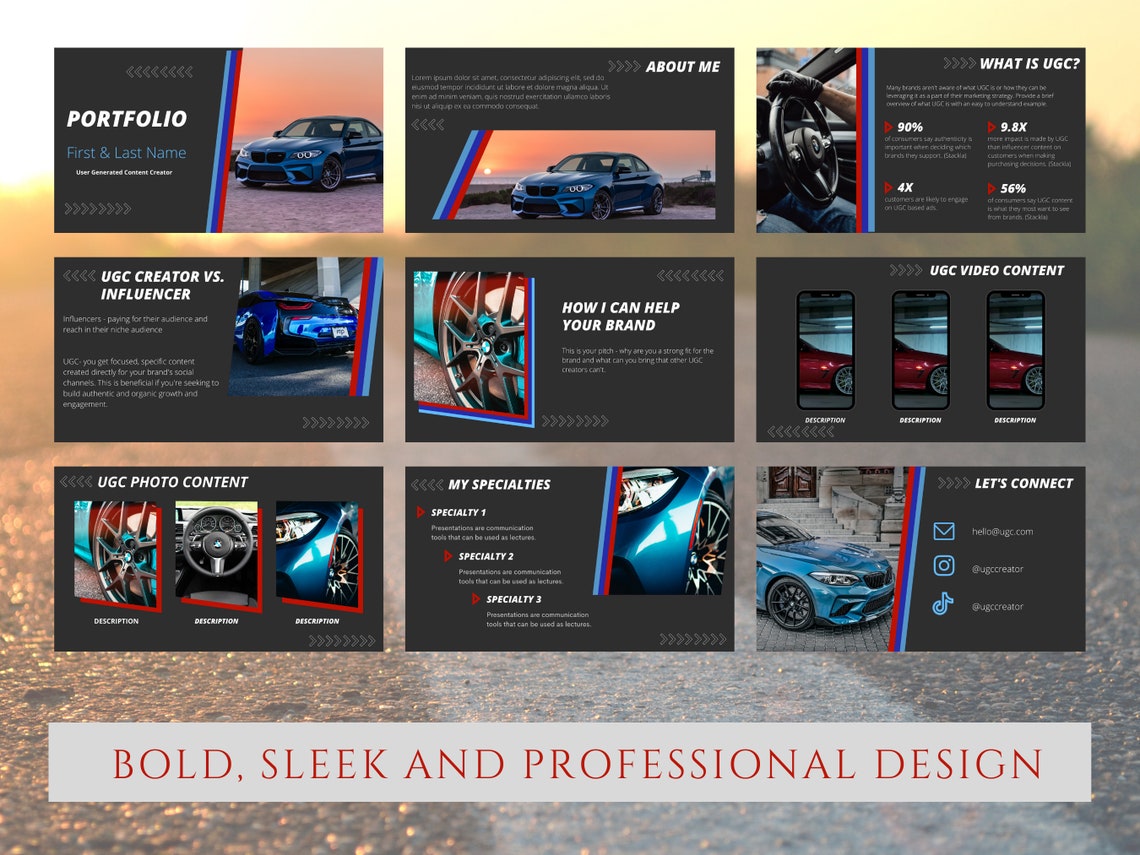 Cars Inspired UGC Portfolio Template | Content Creator Media Kit | BMW ...