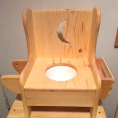 Wooden Potty Chair W/ TP Holder and Book Rack - Etsy