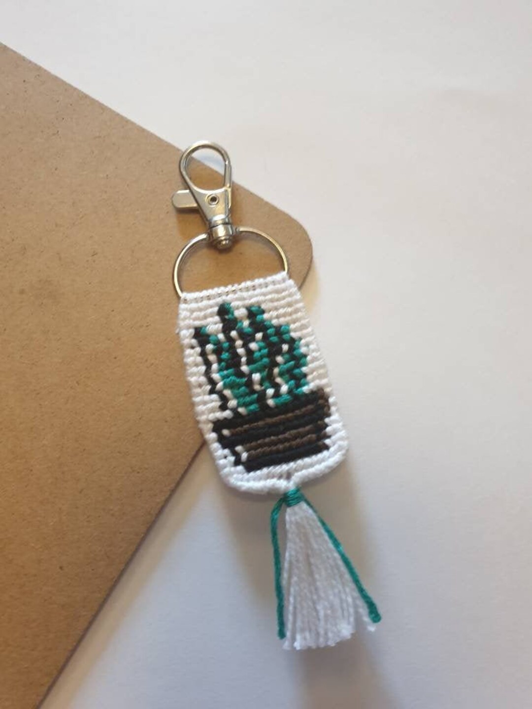 Cactus aloe vera potted plant knotted VSCO keychain, macrame friendship ...