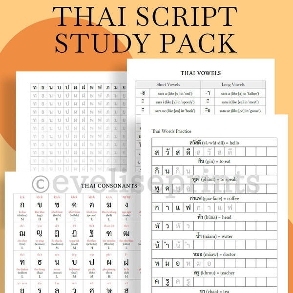 Thai Consonant Chart - Etsy