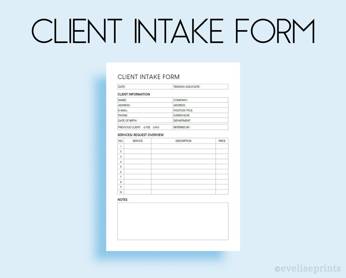 Client Intake Form Small Business Client Management Clean & Minimalist ...