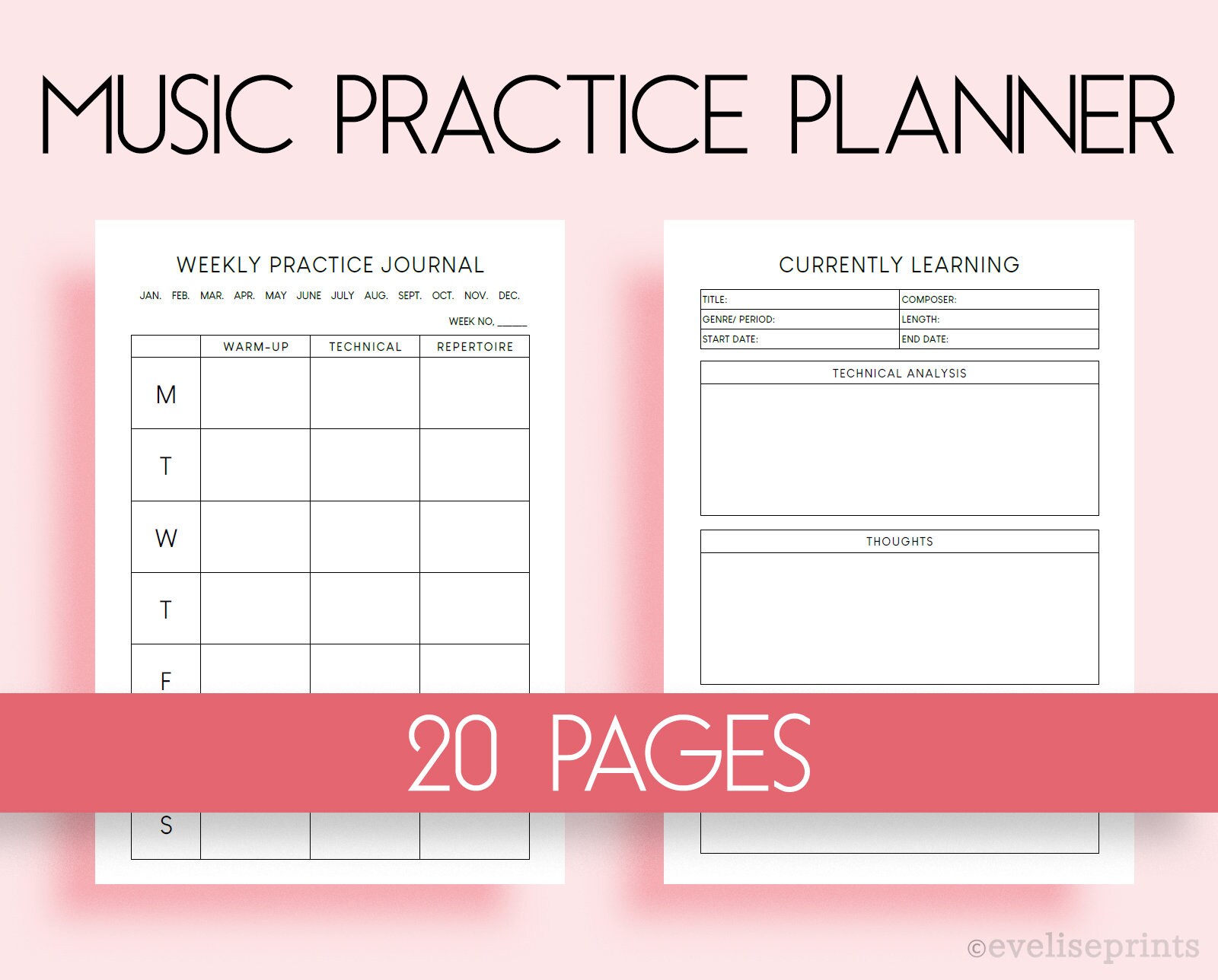 Music Practice Planner piano Violin Cello Flute Trumpet - Etsy