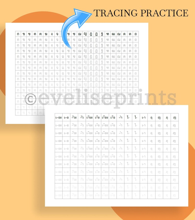 Thai Thai Script/ Alphabet Study Pack Charts & Worksheets printable - Etsy