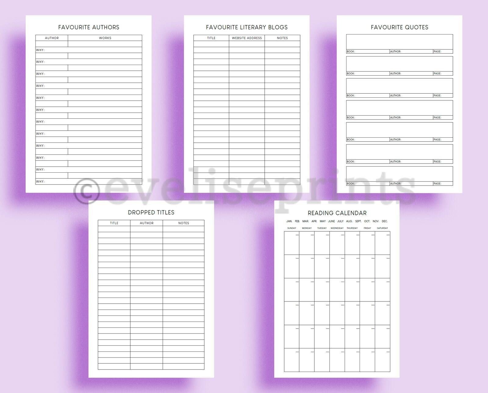 Reader's Bundle reading Log, Reading Journal, Reading Wish List ...