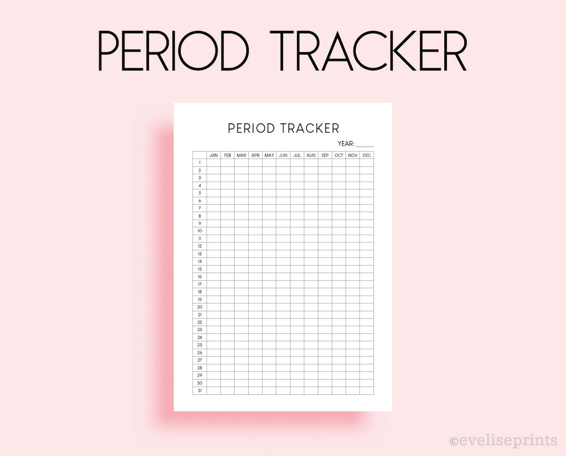 Period Tracker Clean & Minimalist Design A4, A5, A6 Printable - Etsy