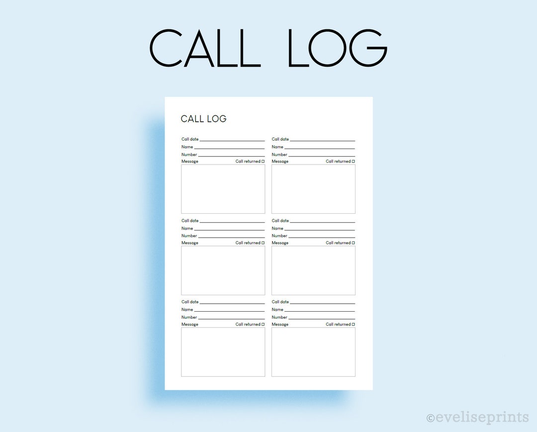 Call Log Clean & Minimalist Design A4, A5, A6 Printable - Etsy
