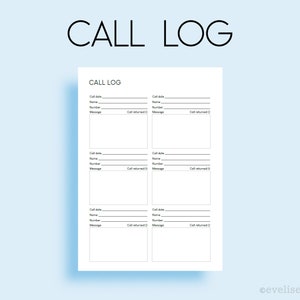 Call Log Clean & Minimalist Design A4, A5, A6 Printable - Etsy