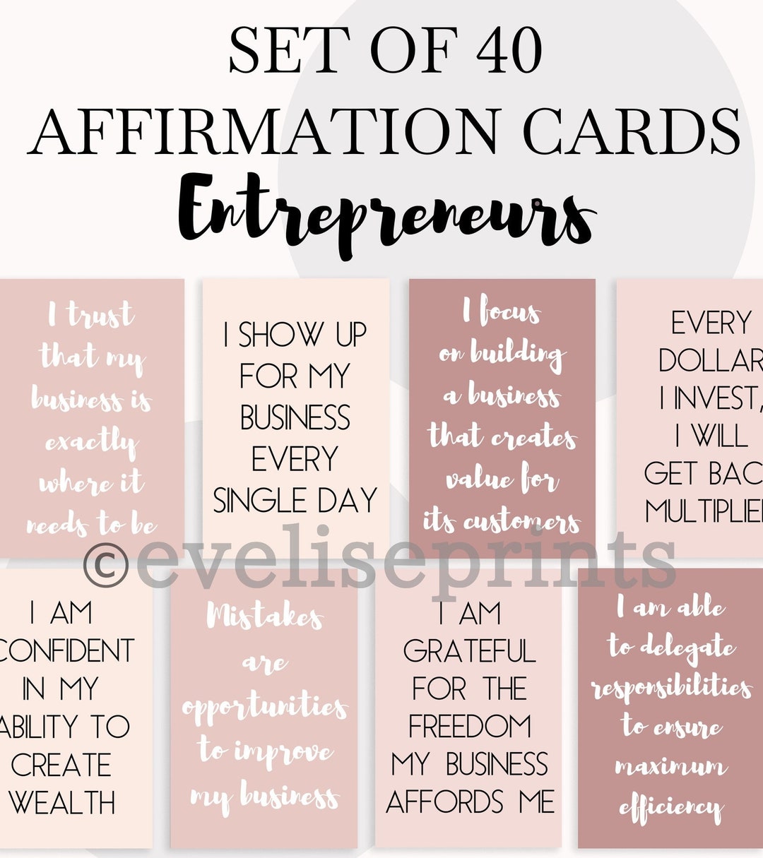Affirmation Cards Set for Entrepreneurs inspirational Positive Daily ...