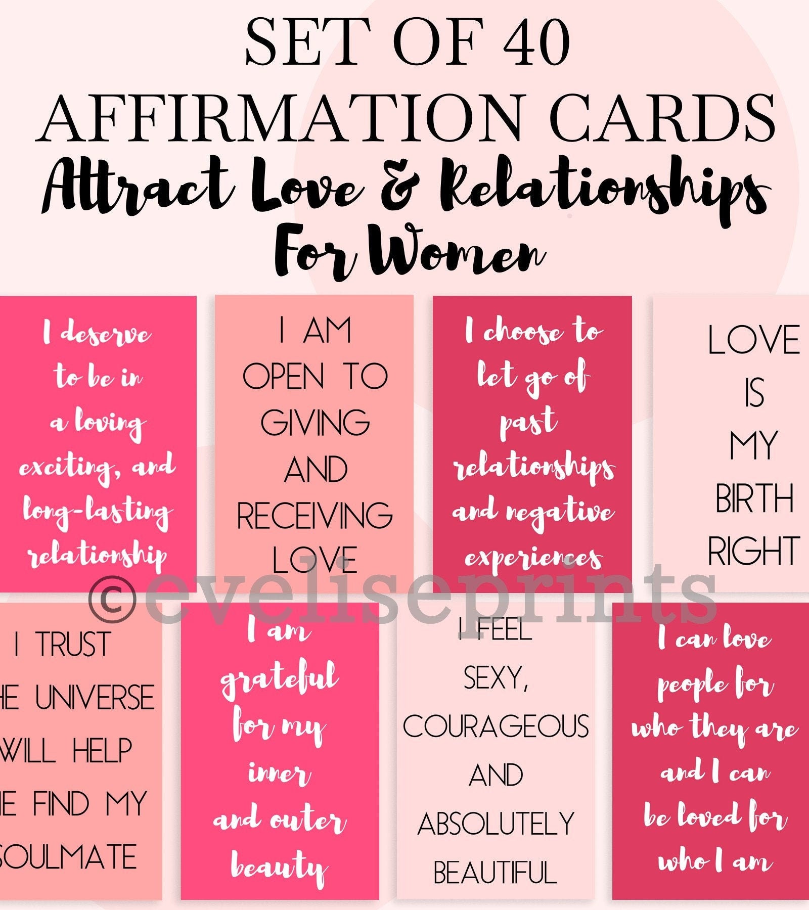 Affirmation Cards Set for Attracting Love & Relationships FOR WOMEN ...