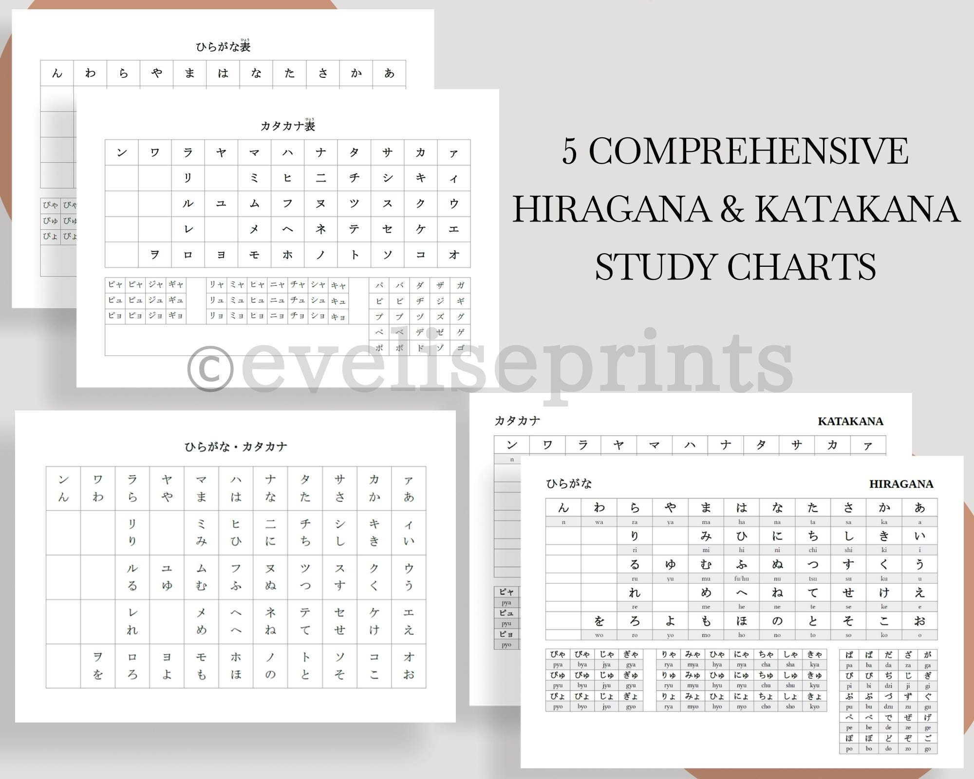 Japanese Hiragana & Katakana Study Pack Printable - Etsy