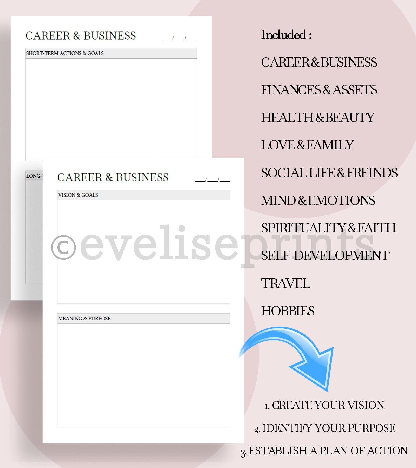 Dream Life Creator: Imagine Plan Achieve Ikigai Worksheets | Etsy