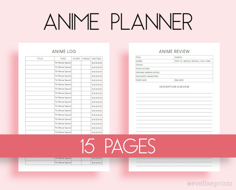 Anime Planner Clean & Minimalist Design A4 A5 A6 | Etsy