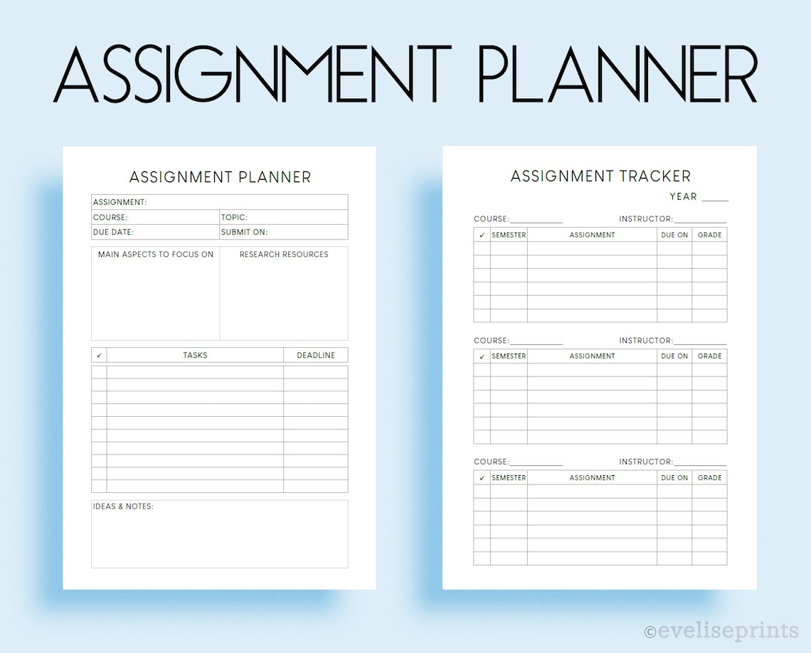 Assignment Planner college / University Academic Assignment Student ...