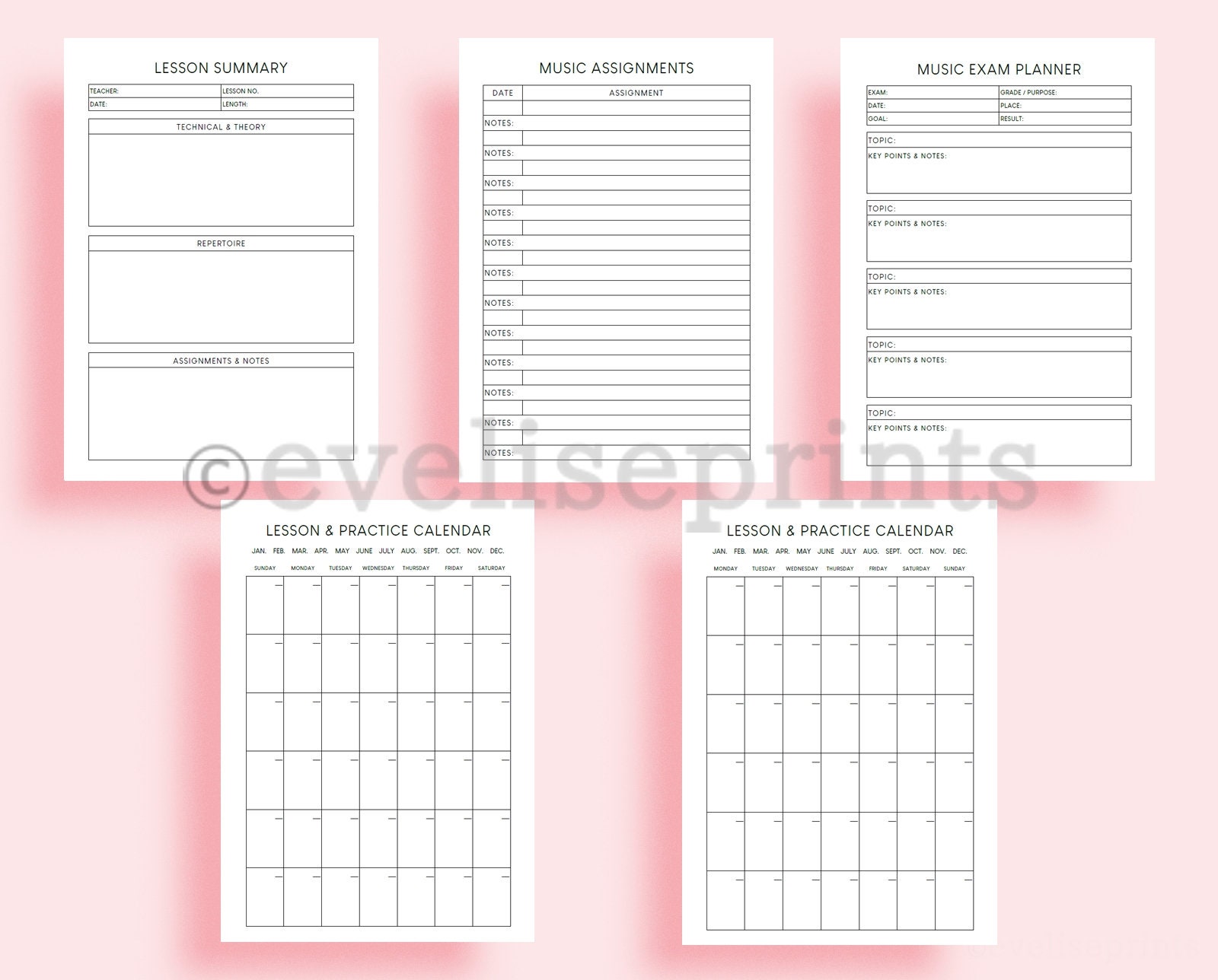 Music Practice Planner piano Violin Cello Flute Trumpet - Etsy