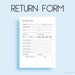 Return Form Clean & Minimalist Design A4, A5, A6 Printable - Etsy