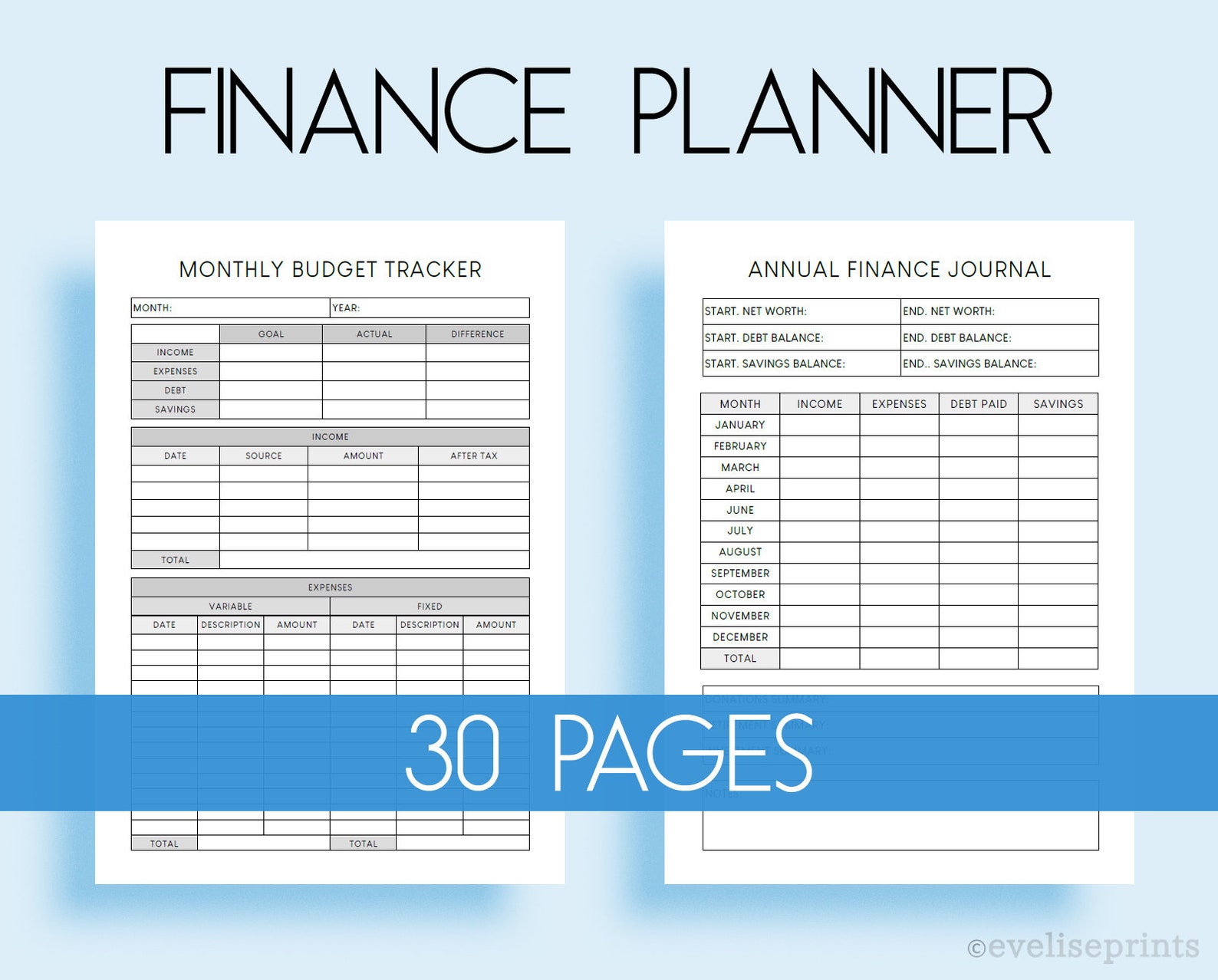 Finance Planner Clean & Minimalist Design A4 A5 A6 - Etsy
