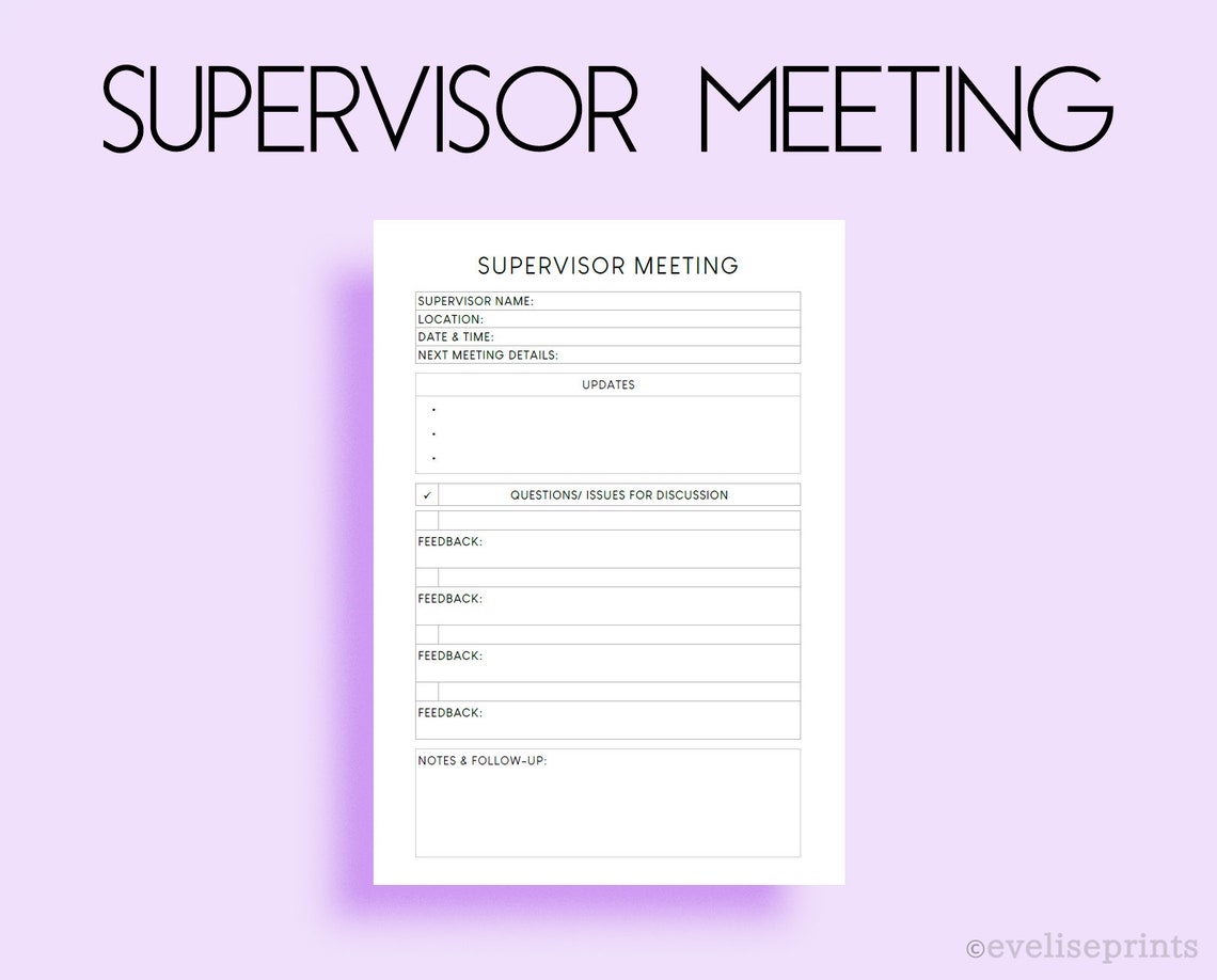 Supervisor Meeting college / University Academic Student Planner Clean ...