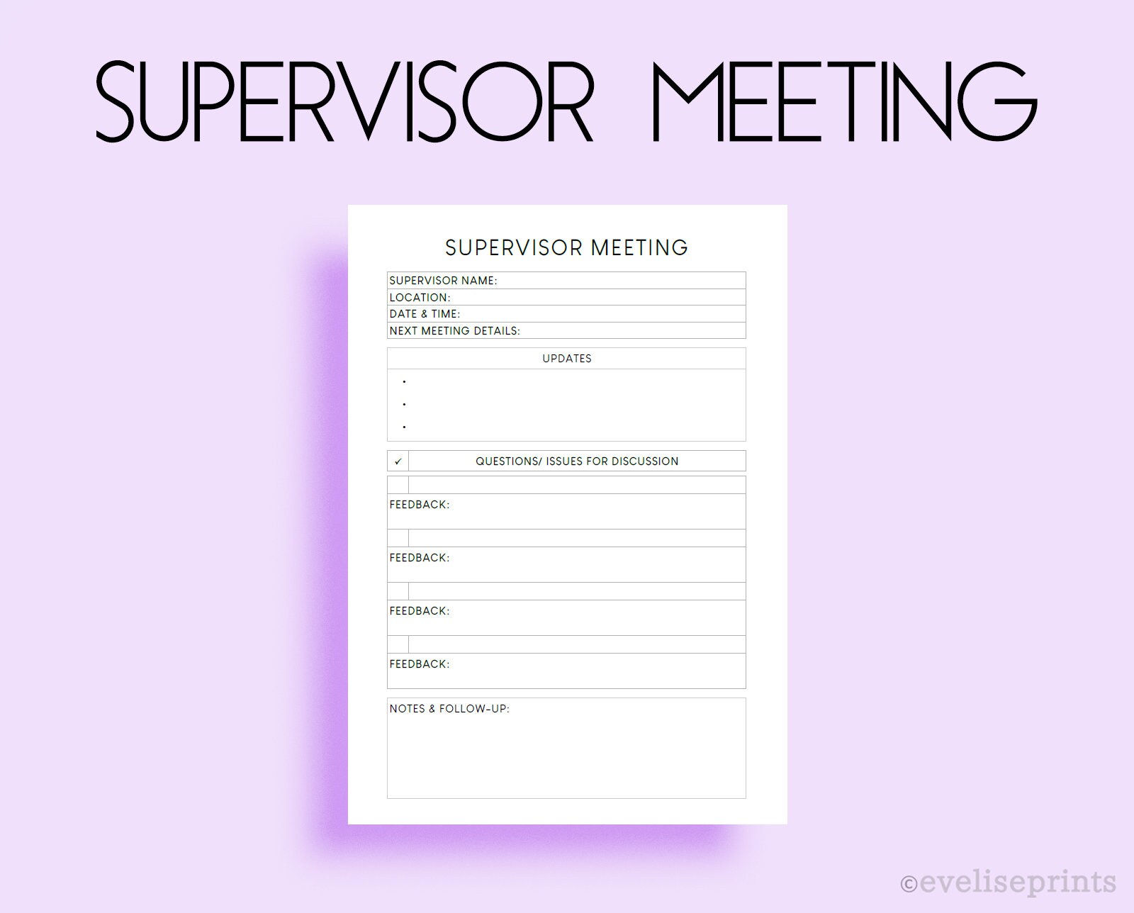 Supervisor Meeting college / University Academic Student Planner Clean ...