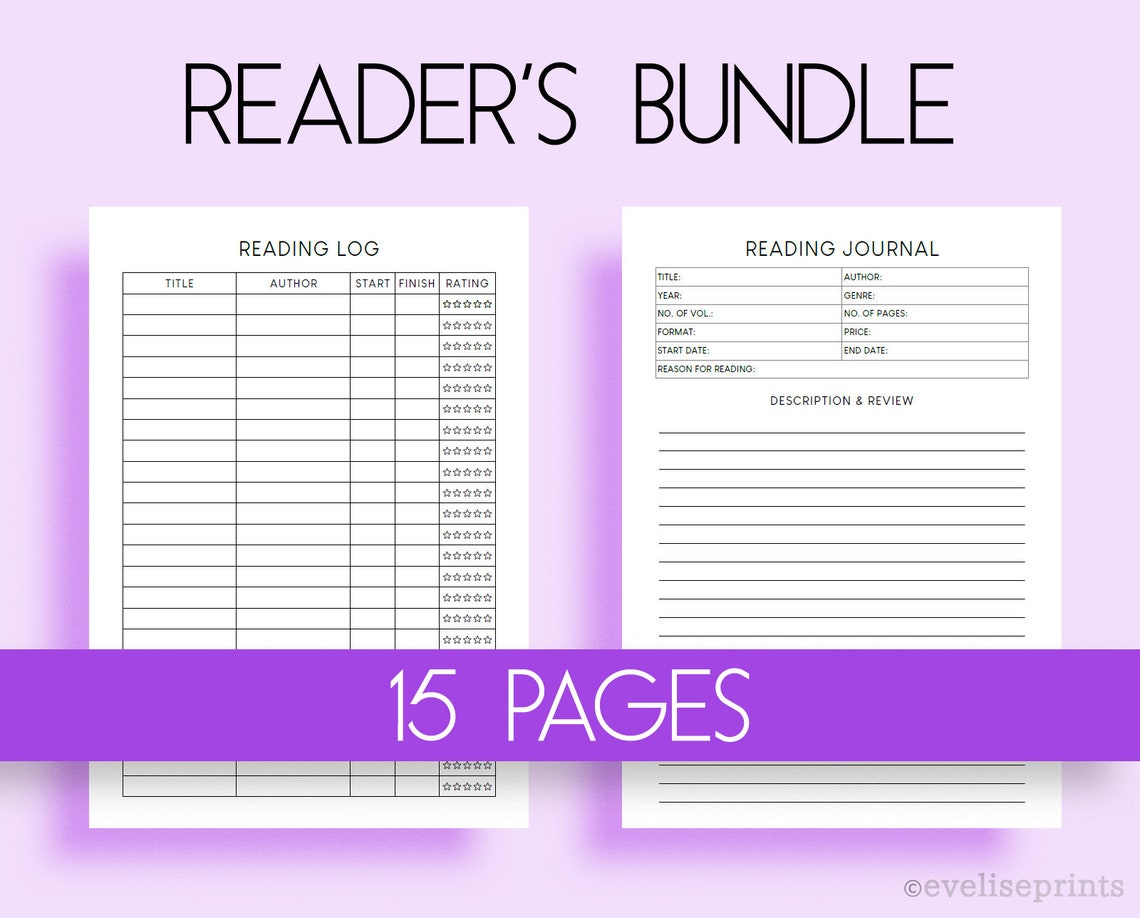 Reader's Bundle reading Log, Reading Journal, Reading Wish List ...