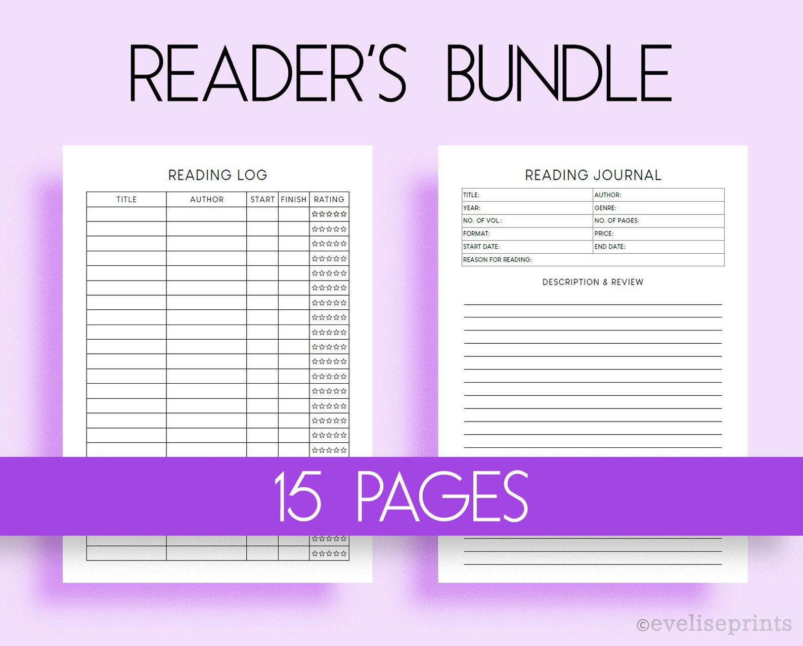 Reader's Bundle reading Log, Reading Journal, Reading Wish List ...