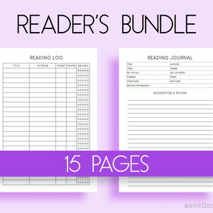Reader's Bundle reading Log, Reading Journal, Reading Wish List ...