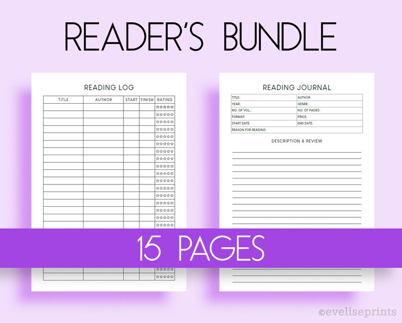 Reader's Bundle reading Log, Reading Journal, Reading Wish List ...