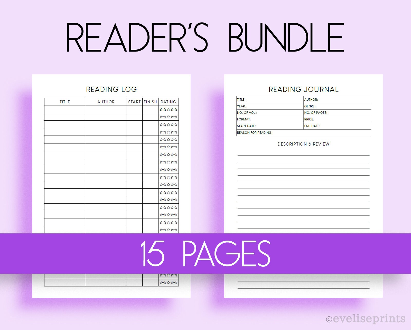 Reader's Bundle reading Log, Reading Journal, Reading Wish List ...