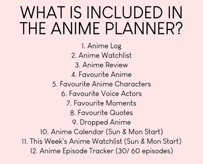 Anime Planner Clean & Minimalist Design A4 A5 A6 | Etsy