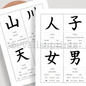 Japanese First 100 Kanji JLPT N5 Flashcards printable - Etsy