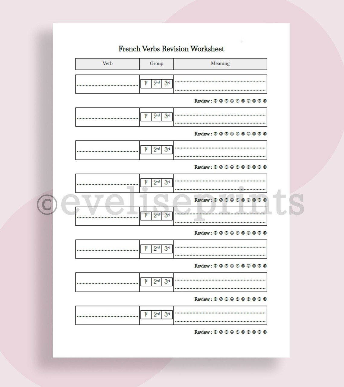 French French Verbs Worksheet Bundle - Etsy
